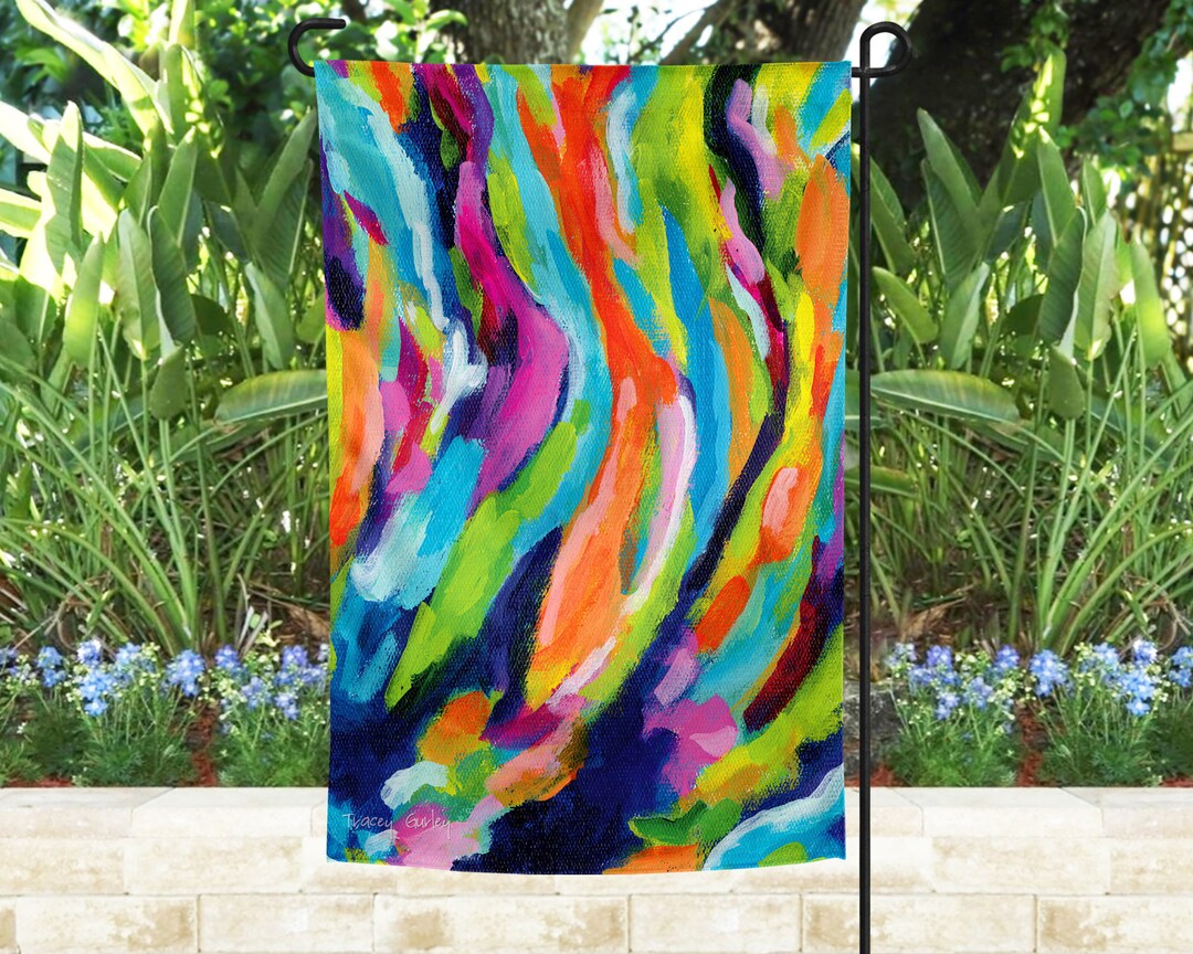 Abstract Art Garden Flag, Original Art Flag, Colorful Yard Art Flag ...