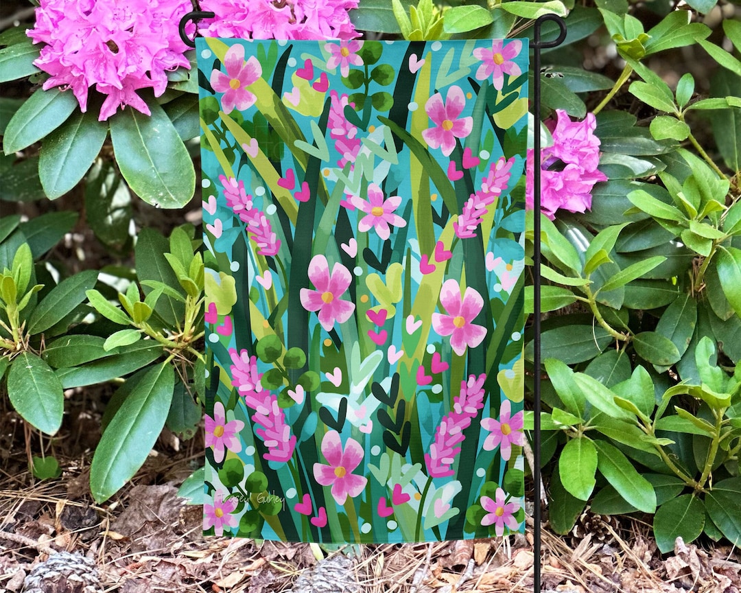 Wildflower Garden Flag, Floral Garden Decor, Original Art Flag, Flower ...