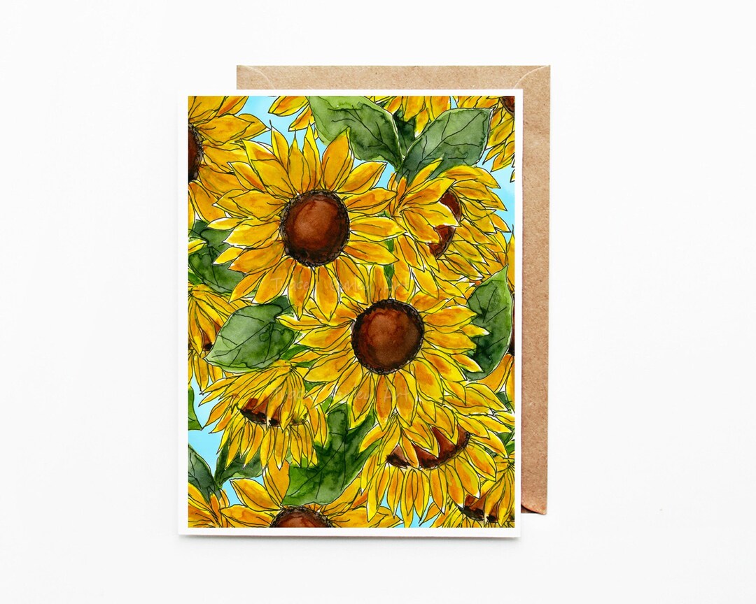 Sunflower Note Cards, Sunflower Stationery, Blank Note Cards, Sunflower ...