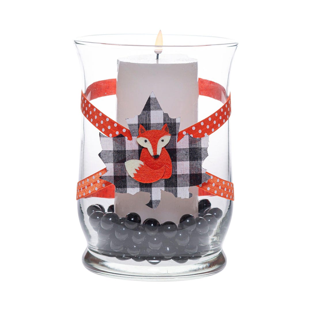 5.5" X 8" Orange White Polka Dot Plaid Fox Halloween Centerpiece ...