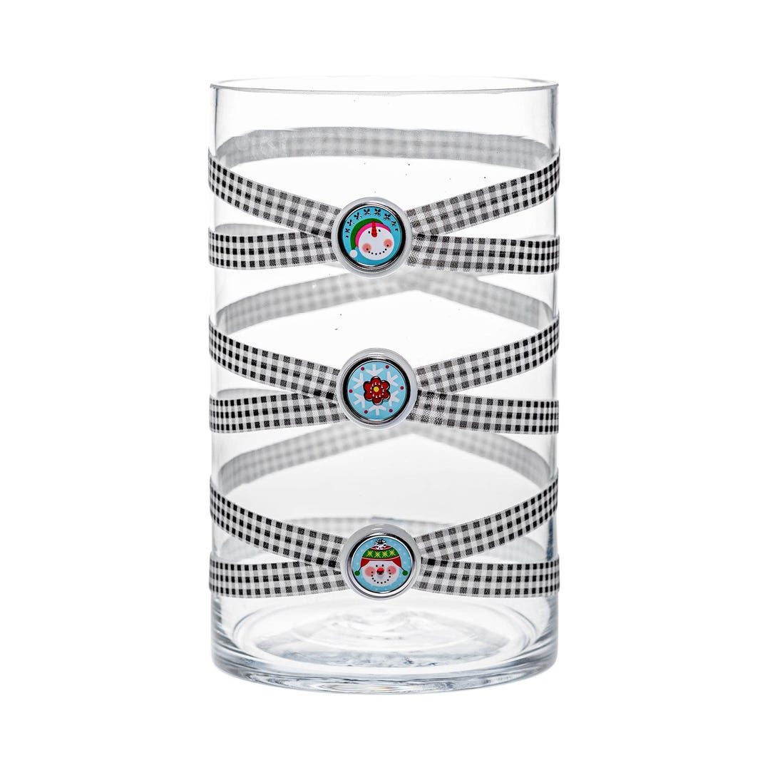 6" X 10" Black White Buffalo Plaid Snowy Turquoise Holiday Centerpiece ...