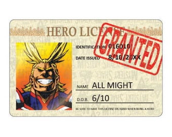Provisional Hero License My Hero Academia | Etsy
