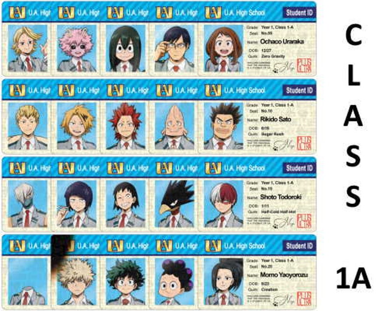 UA Student ID Card My Hero Academia | Etsy