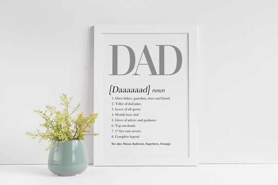 Dad Noun Print Fathers Day Print Dad Gift About Dad | Etsy