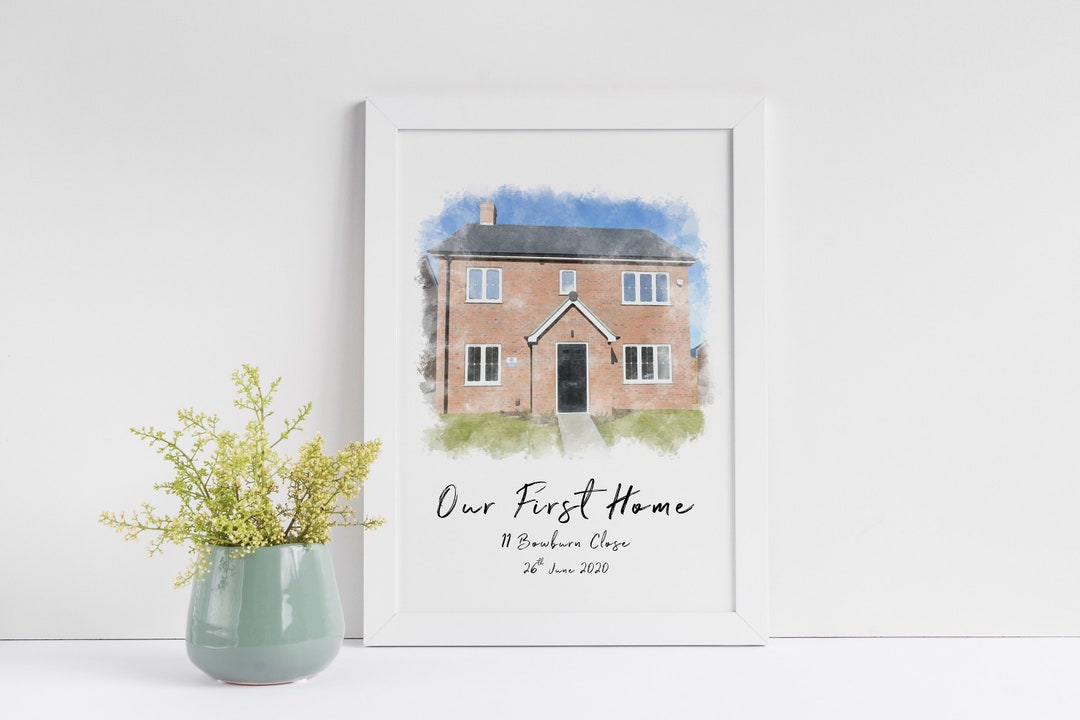 Custom Watercolour Home Print, First Home, Our Home, Custom Home Print ...