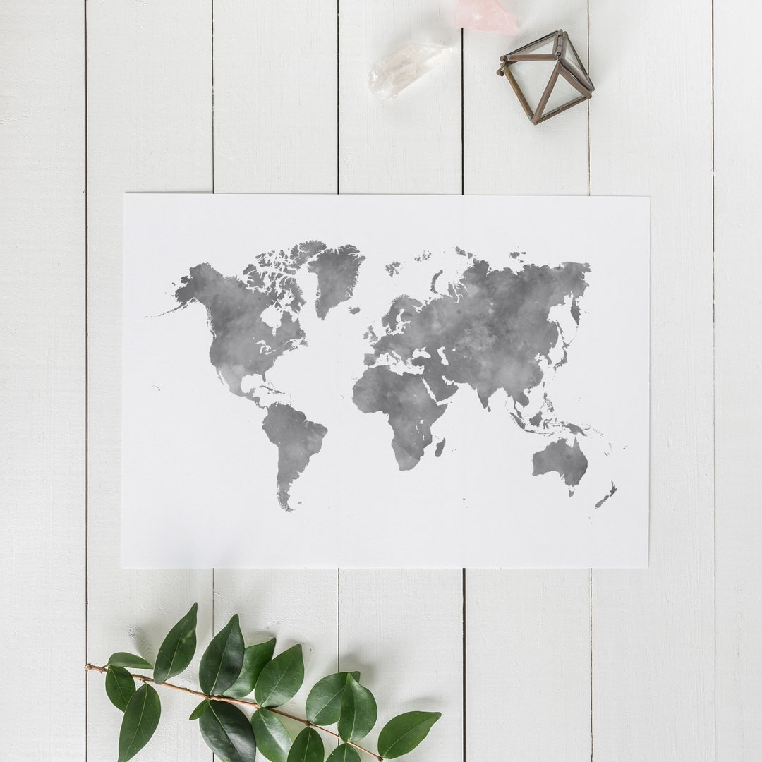 Watercolour World Map Print, World Map, Watercolour Print, World Map ...
