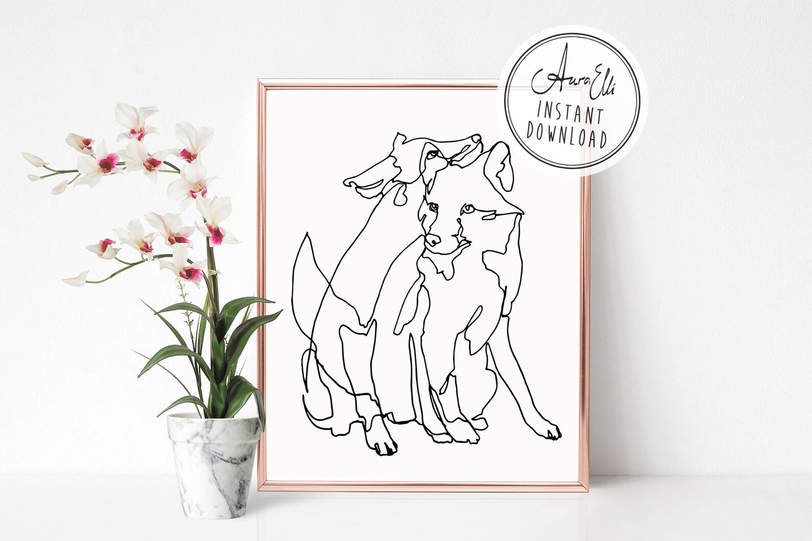 Fox Gifts, Fox Print, One Line Art Drawing, Printable Wall Art, Black ...