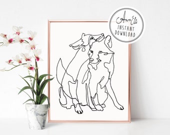 Fox Gifts, Fox Print, Fox Svg, One Line Drawing, Printable Wall Art ...