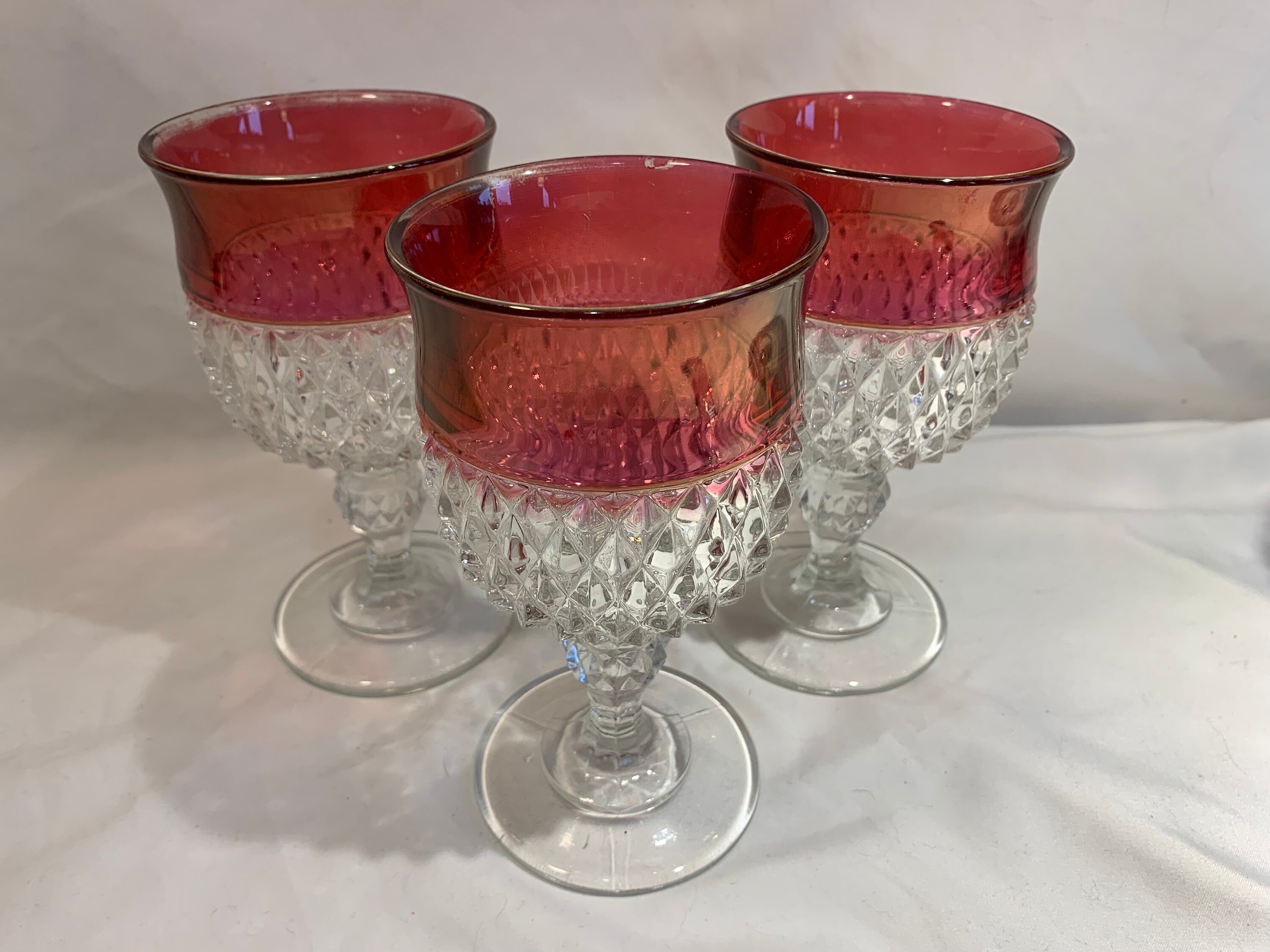 Vintage Indiana Glass Red Ruby Diamond Point Glassware - Etsy