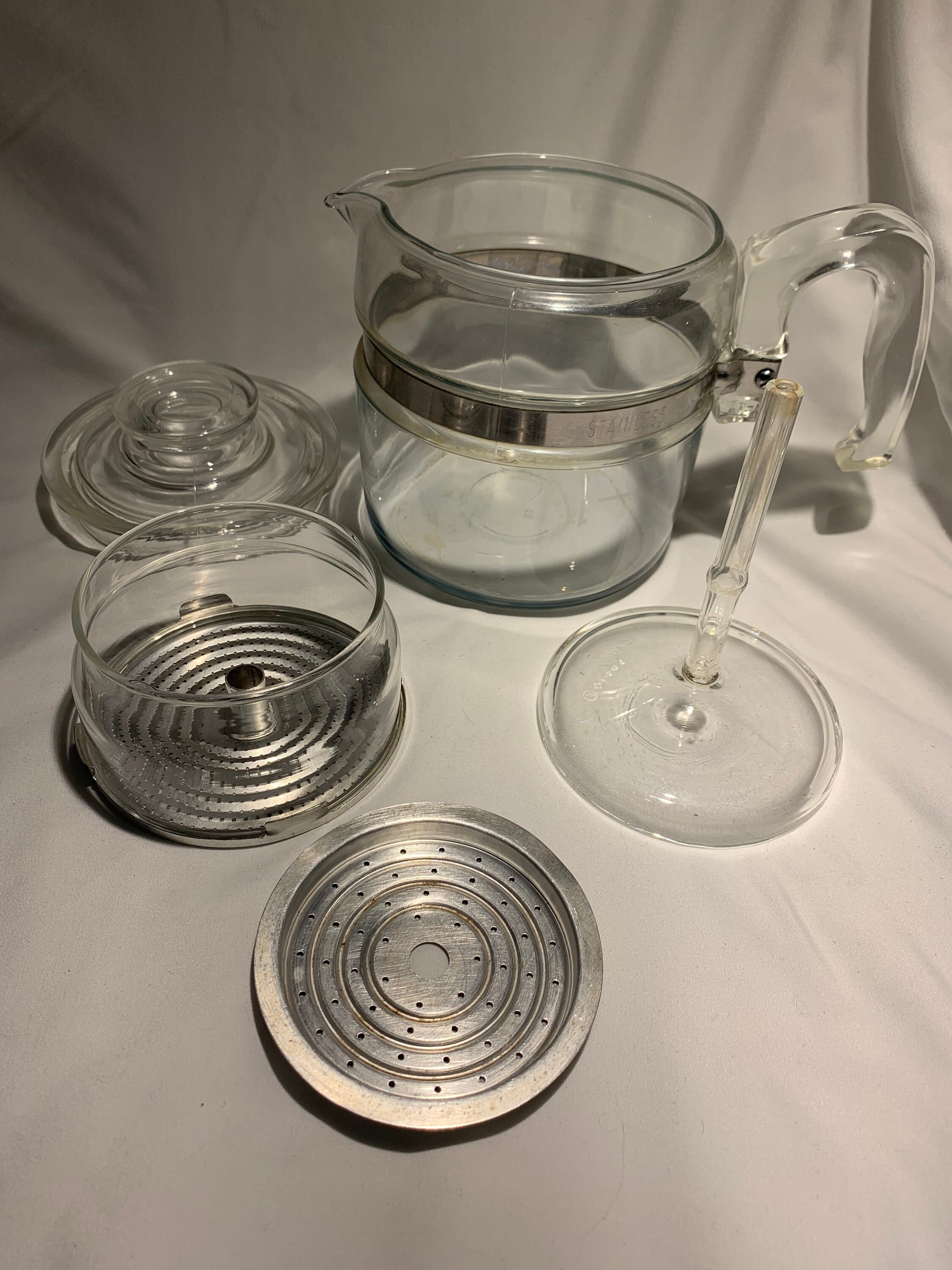 Vintage Pyrex 7754 B Flameware Glass Coffee Percolator Pot Complete 4 ...