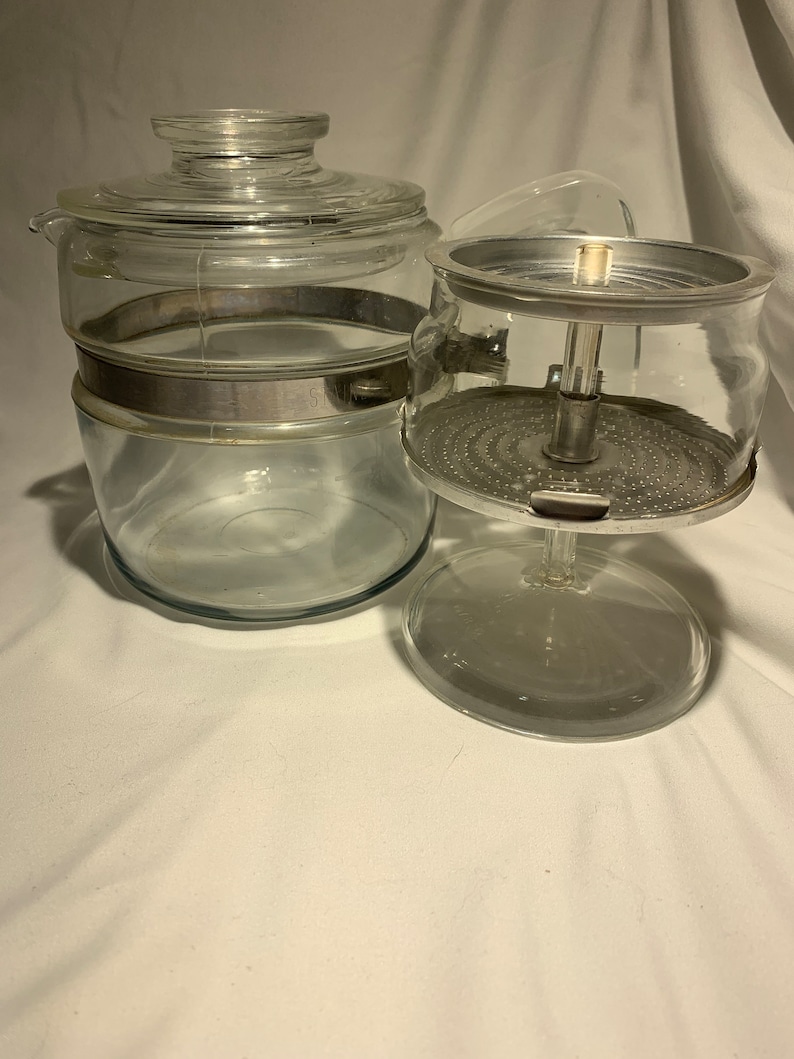 Vintage Pyrex 7754 B Flameware Glass Coffee Percolator Pot Complete 4 ...