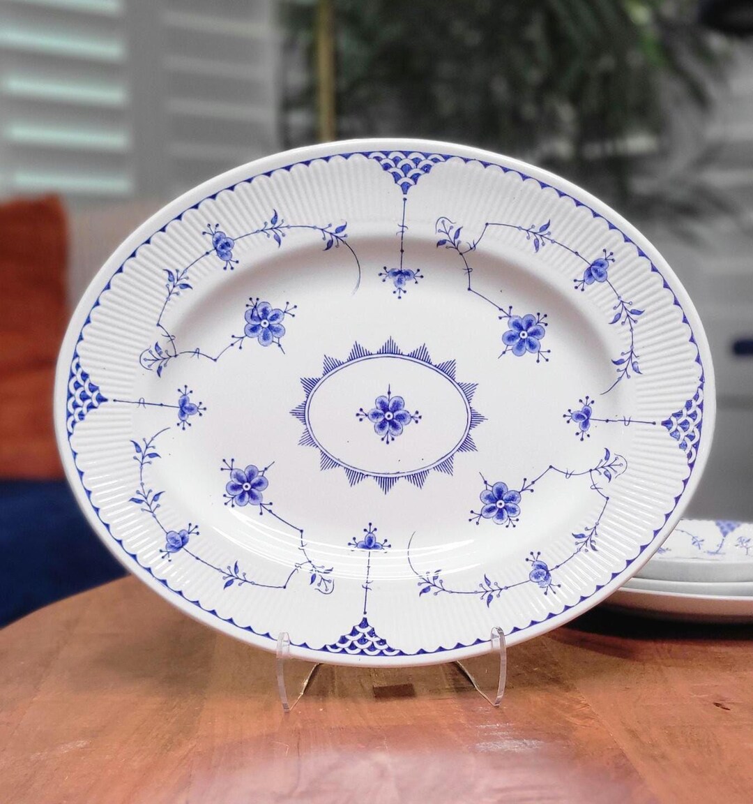 Rare "denmark Blue" Serving Platter - Vintage Furnivals Limited - Made ...