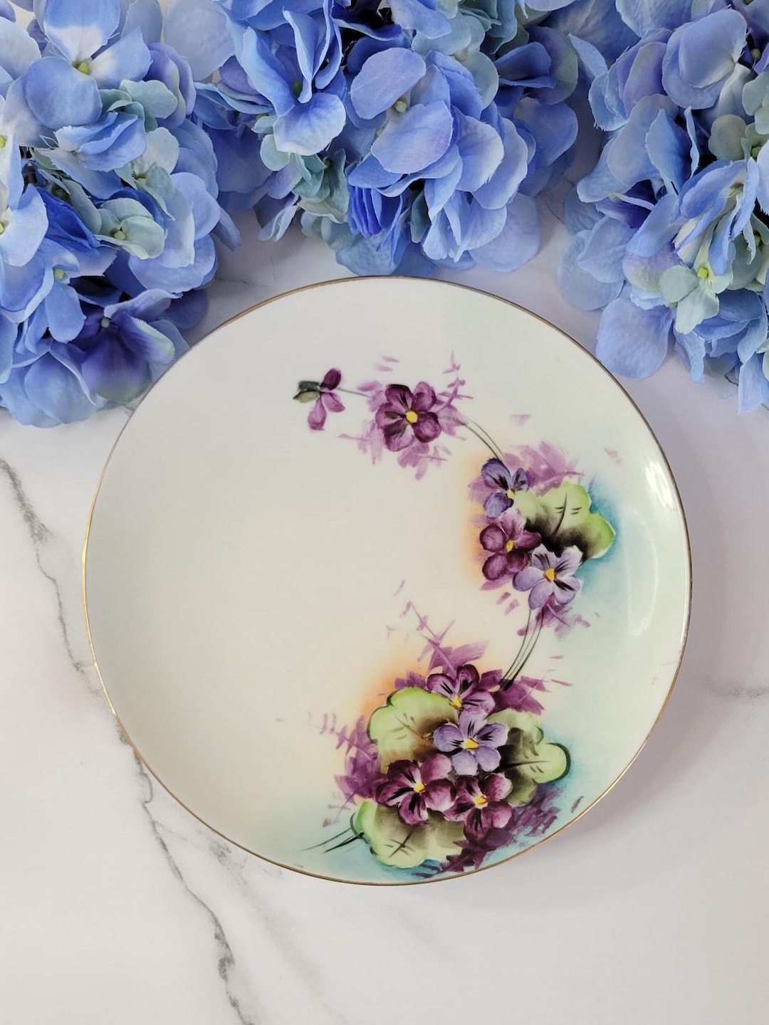 Hand Painted Noritake Nippon Plate - Purple Violets - Etsy