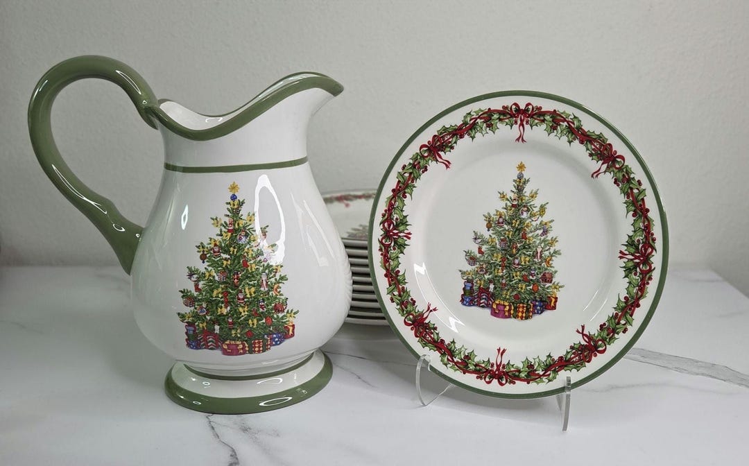 Vintage "traditions Holiday Celebrations" Pitcher and Salad Plates - by ...