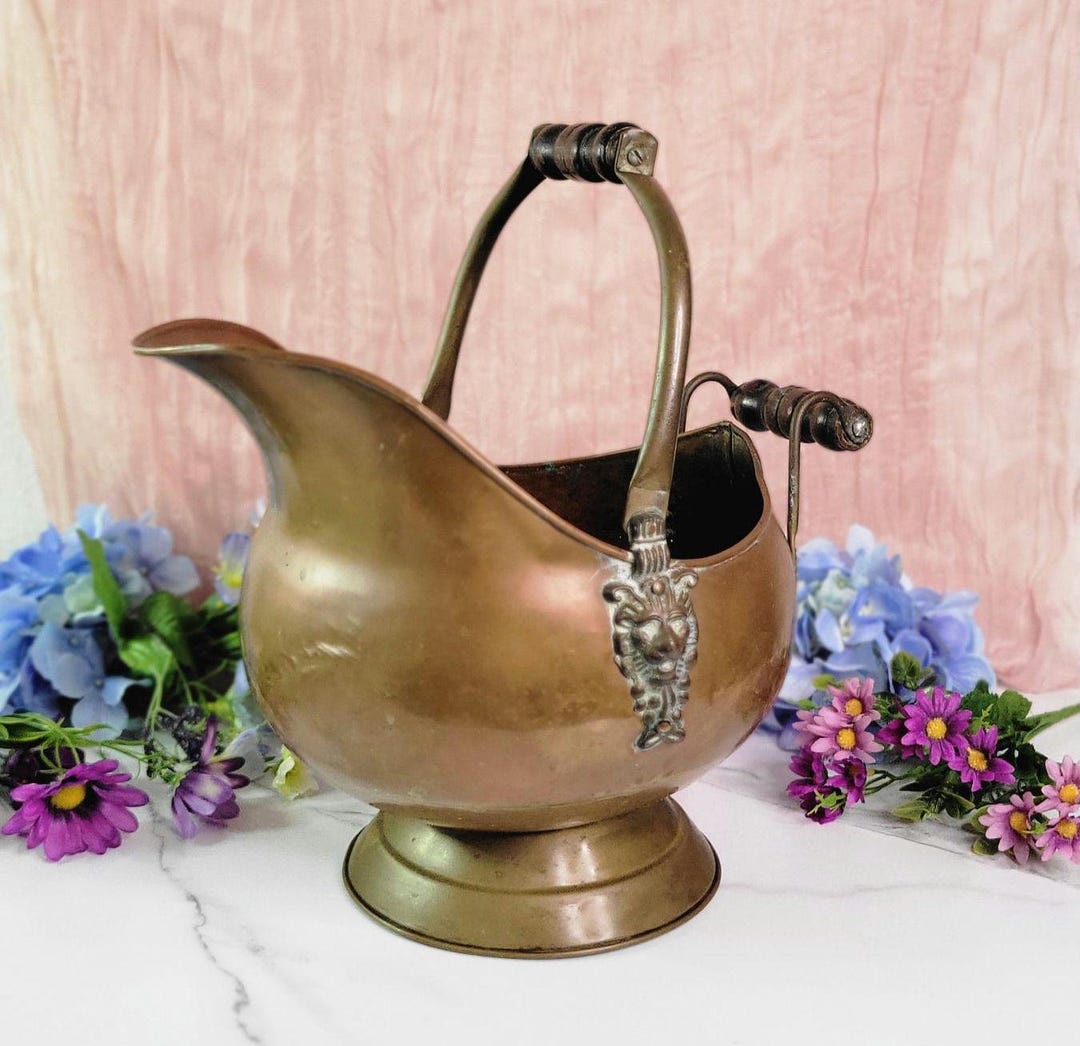 Antique Copper Ash Scuttle - Wooden Handles - 13.25" - Etsy