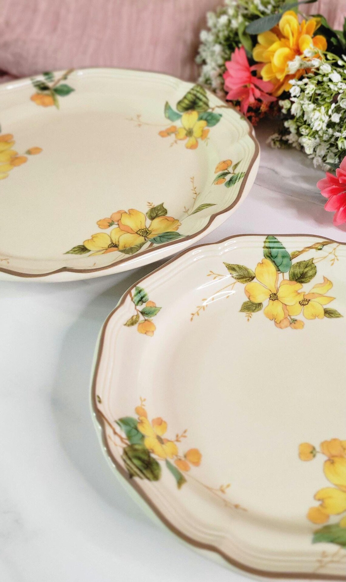 Vintage Yellow Floral Plates - 'heritage' - by Mikasa - 2 Sizes ...