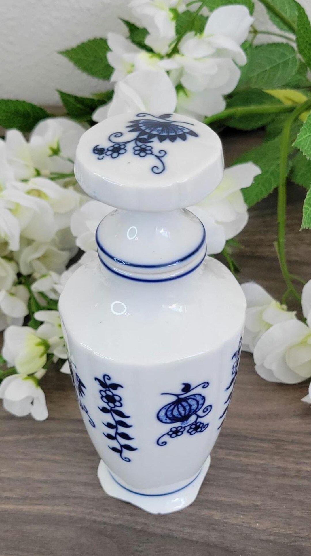 Vintage Porcelain Vanity Perfume Bottle blue Onion Vienna Blue - Etsy