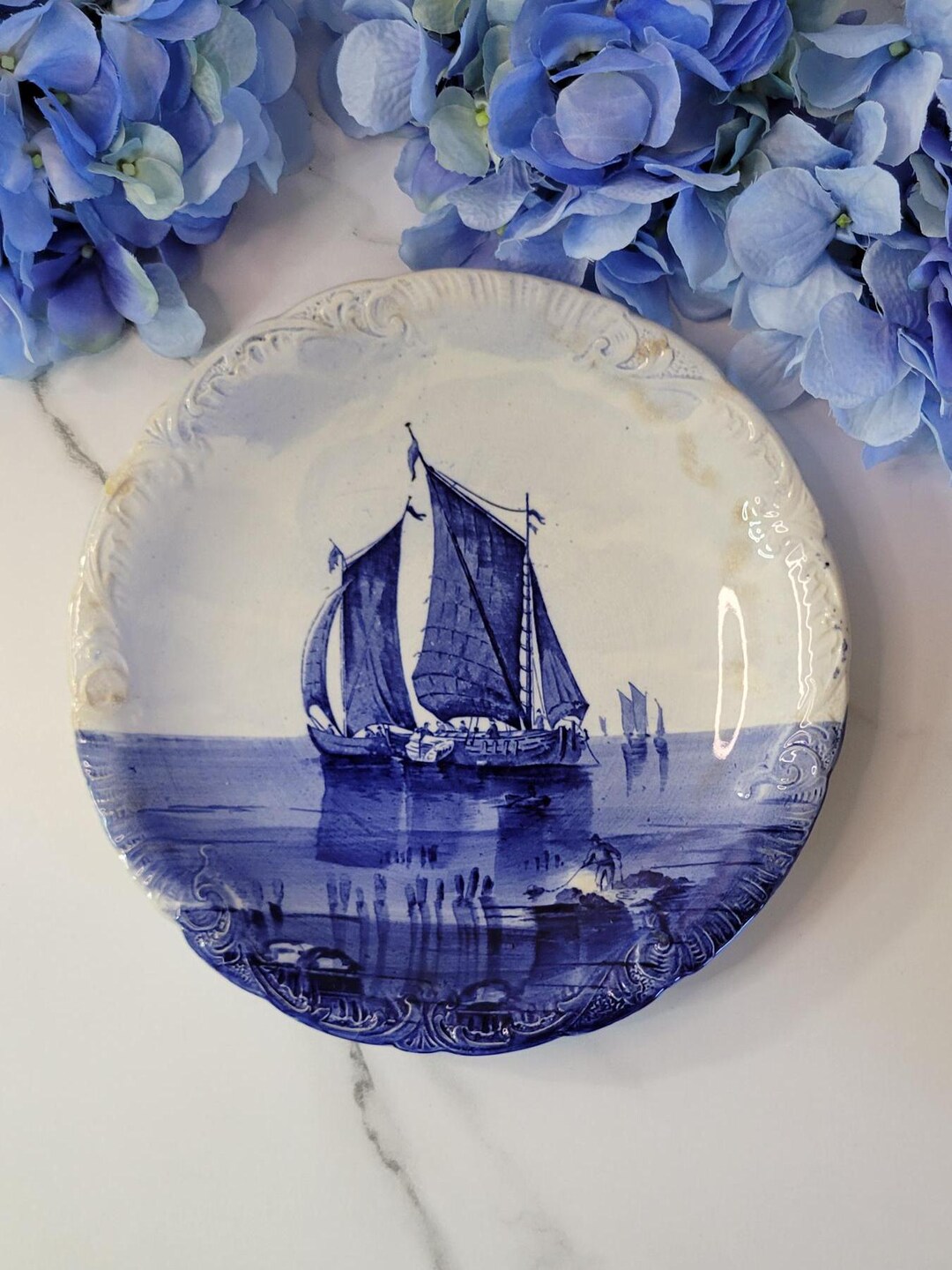 Antique Blue and White Porcelain Plate - Delph England - Depicting ...