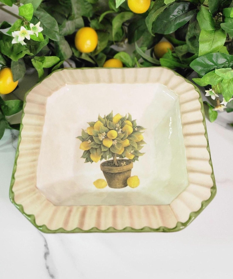 Vintage Ceramica Due Torri "lemon Tree" Square Serving Bowl - Made in ...