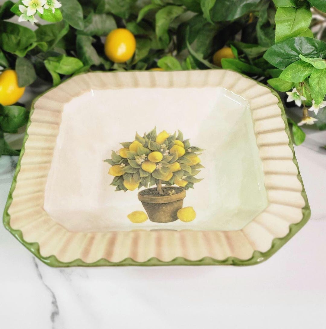Lemon Tree Square Serving Bowl - Ceramica Due Torri - Made in Italy - Etsy