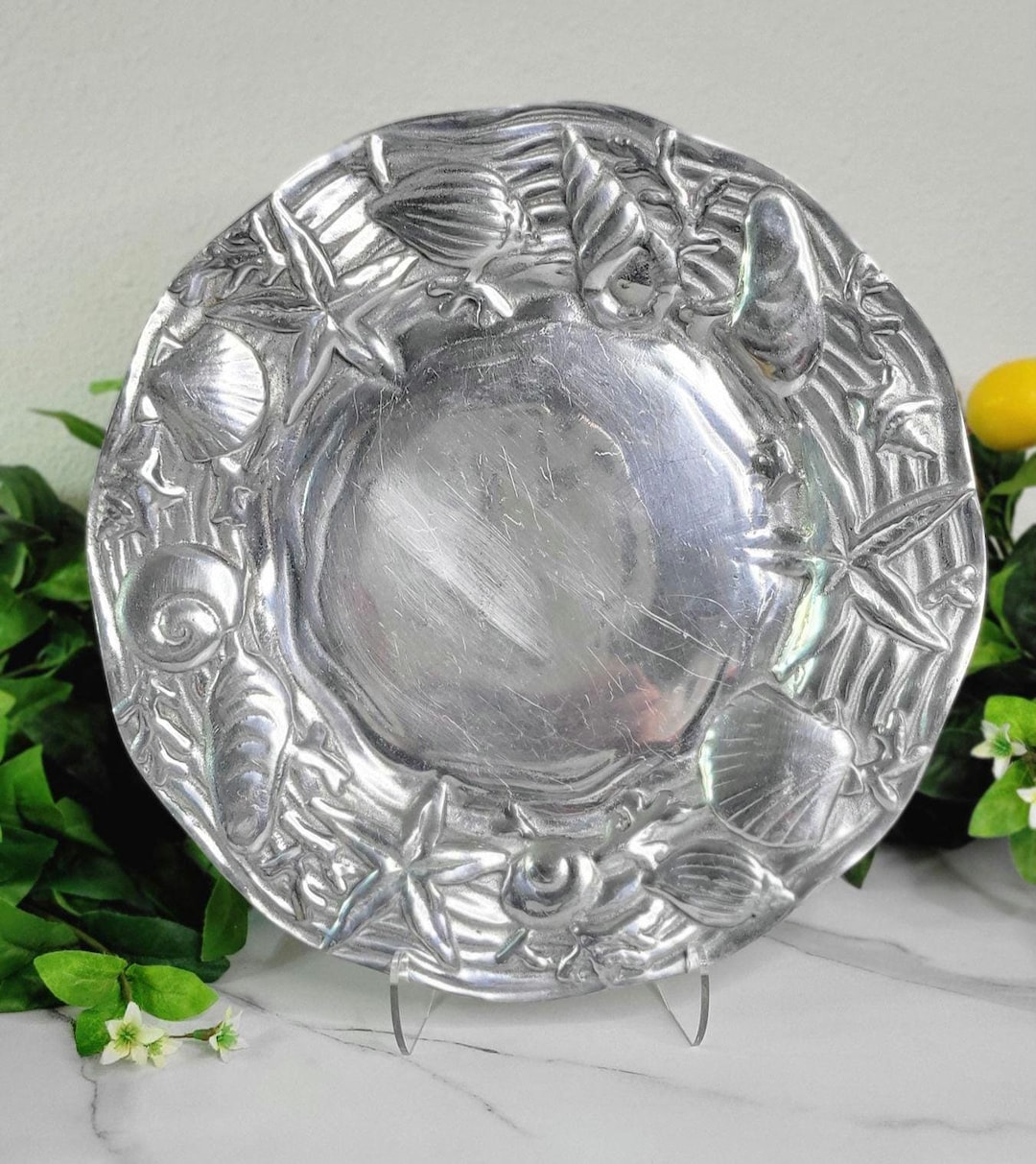 Vintage Cast Pewter Seashell Plate - 12" - Etsy