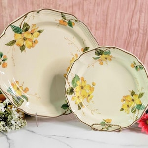 Vintage Yellow Floral Plates - 'heritage' - by Mikasa - 2 Sizes ...