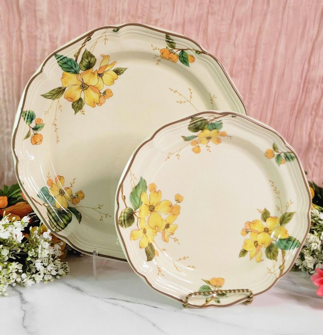 Vintage Yellow Floral Plates - 'heritage' - by Mikasa - 2 Sizes ...