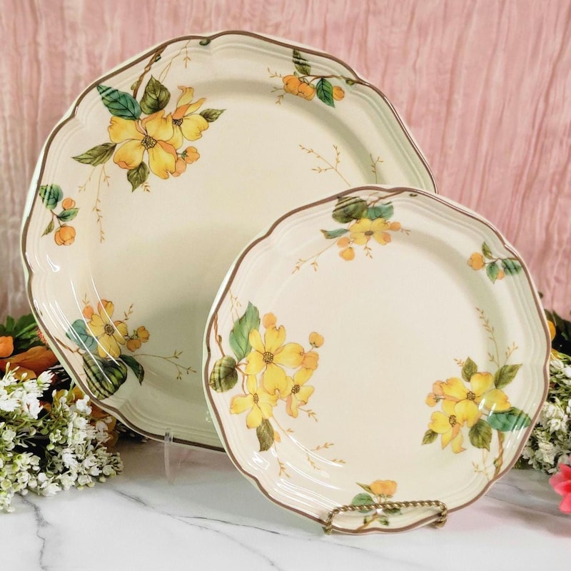 Yellow Floral Plates - Etsy