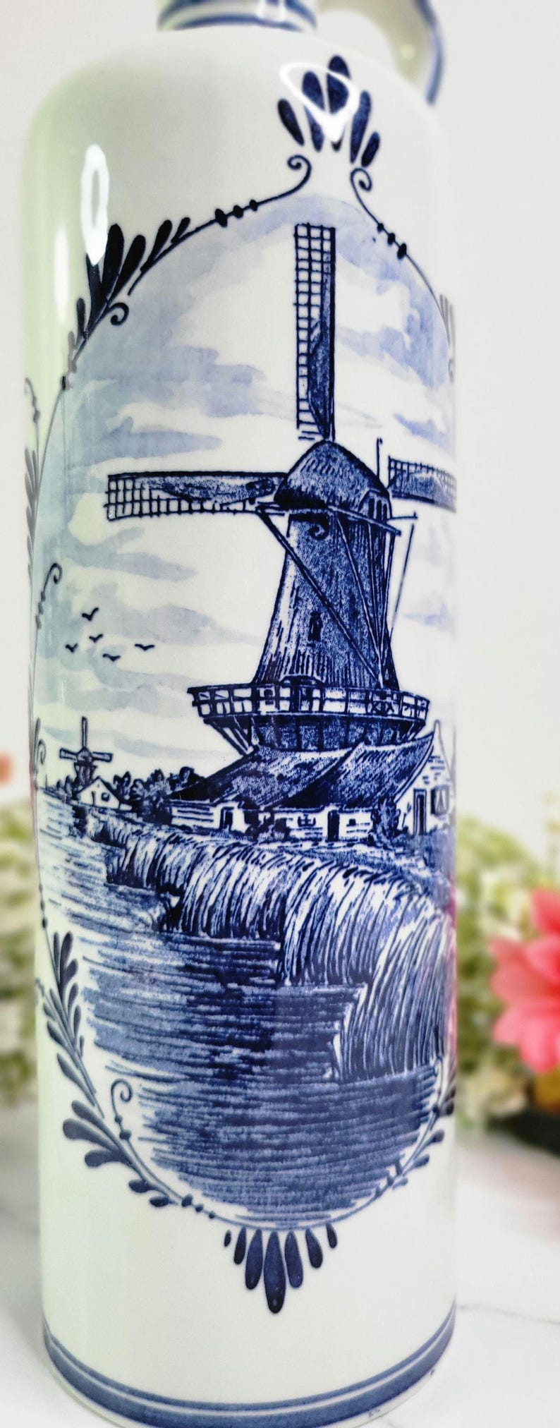 Vintage Delft Blue Ceramic Bottle - Bols Jonge Genever - No Top - Made ...