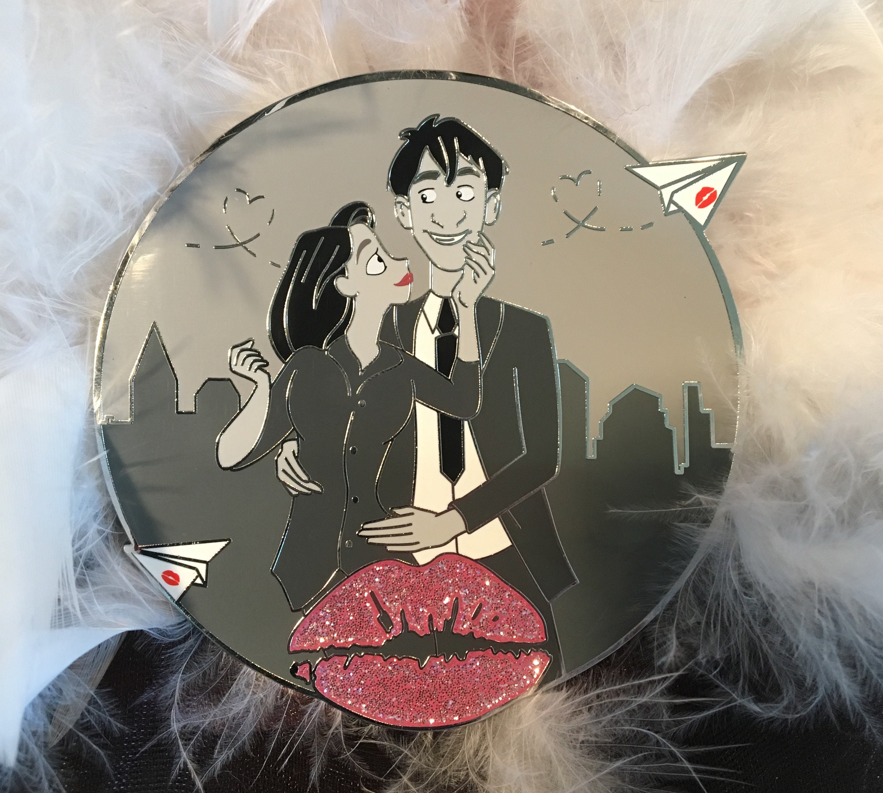 Paperman 3 Hard Enamel Pink Glitter Lip Print Variant LE25 - Etsy