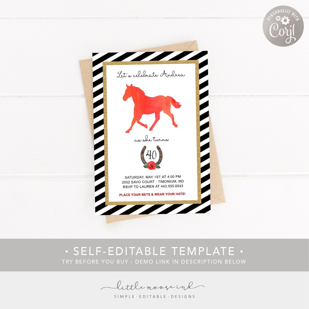 Preakness Birthday Invitation. KY Derby Party Invite. Kentucky Derby ...