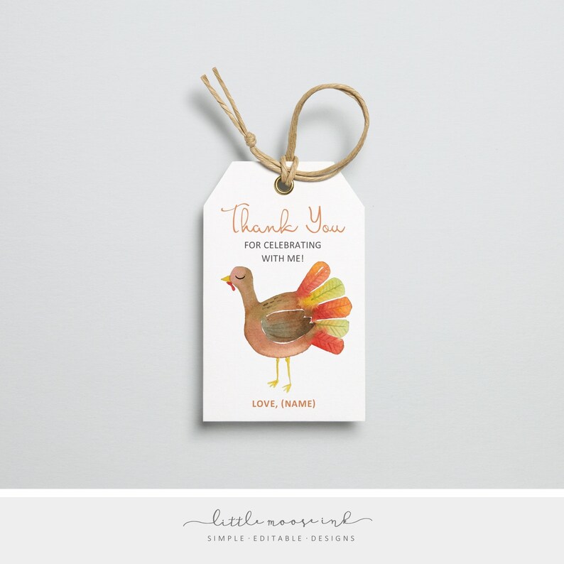 Editable Thanksgiving Tag. Printable Gift Tag. Custom Fall Tag. Turkey ...