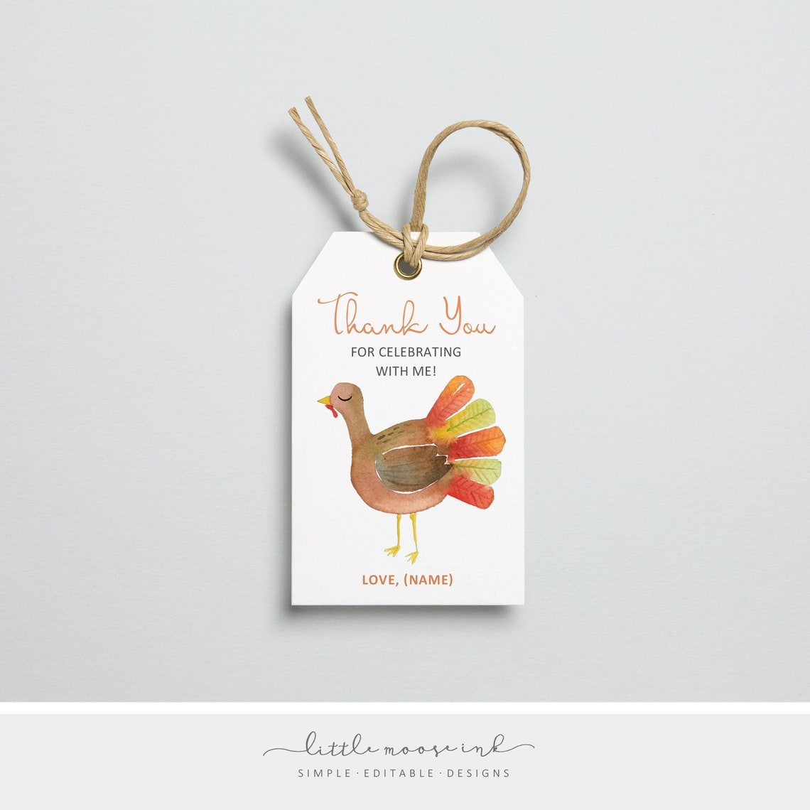 Editable Thanksgiving Tag. Printable Gift Tag. Custom Fall Tag. Turkey ...