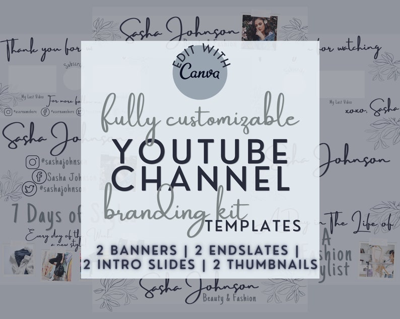 Editable Youtube Channel Templates Youtube Branding Kit Youtube Channel ...