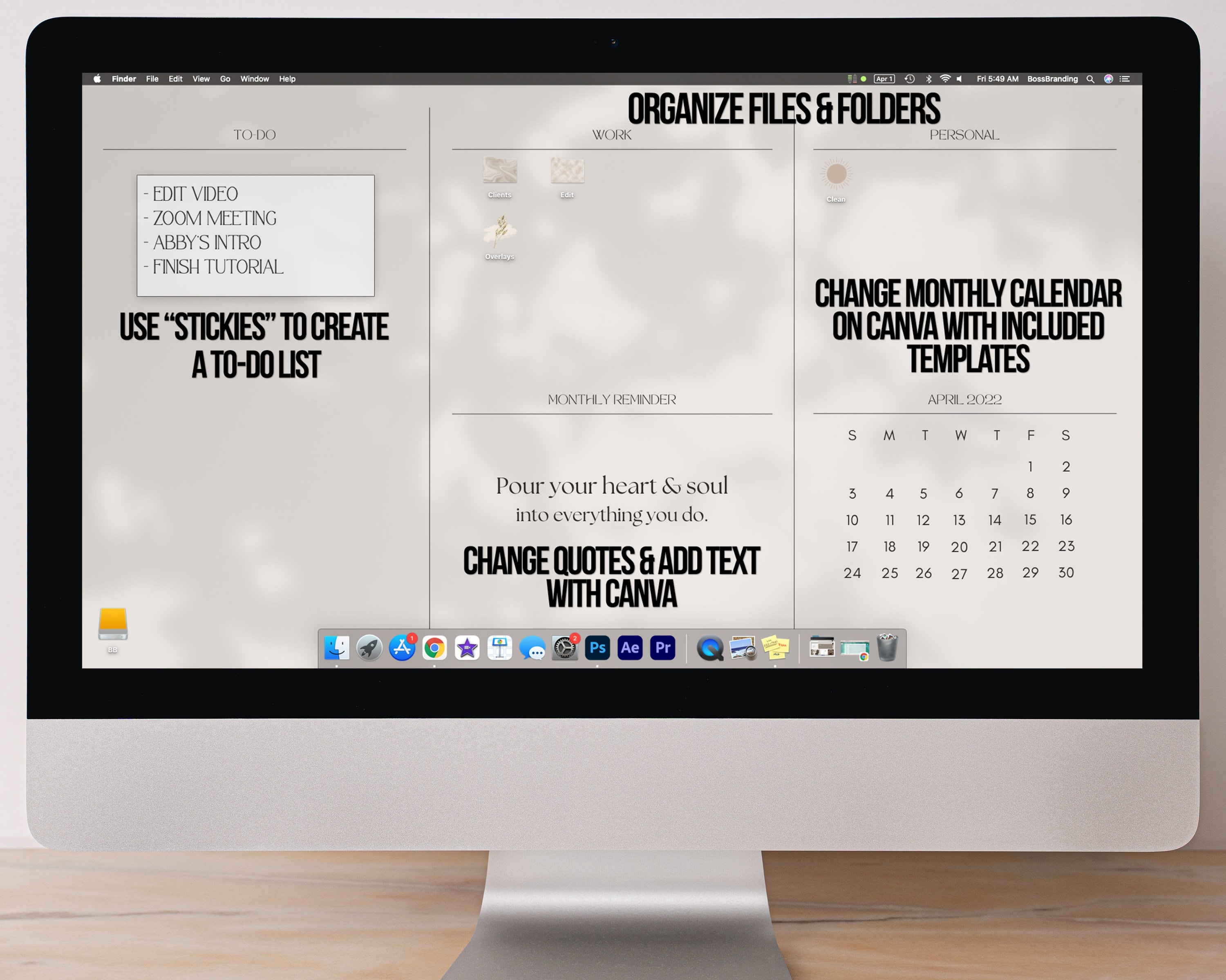 MacBook Desktop Organization Desktop Customization Kit Computer ...