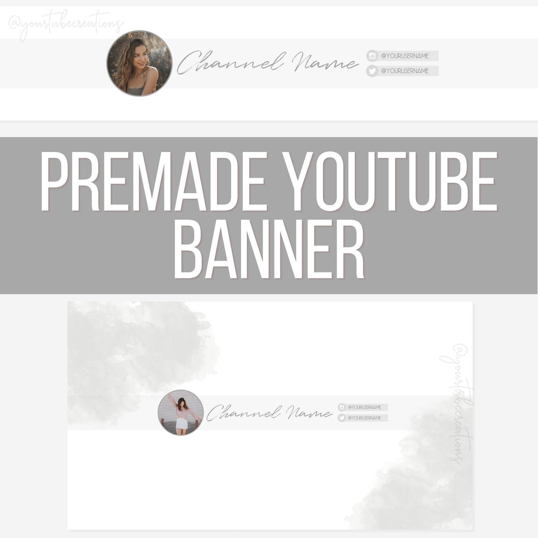 Youtube Banner Template - Premade Youtube Channel Art - Editable ...