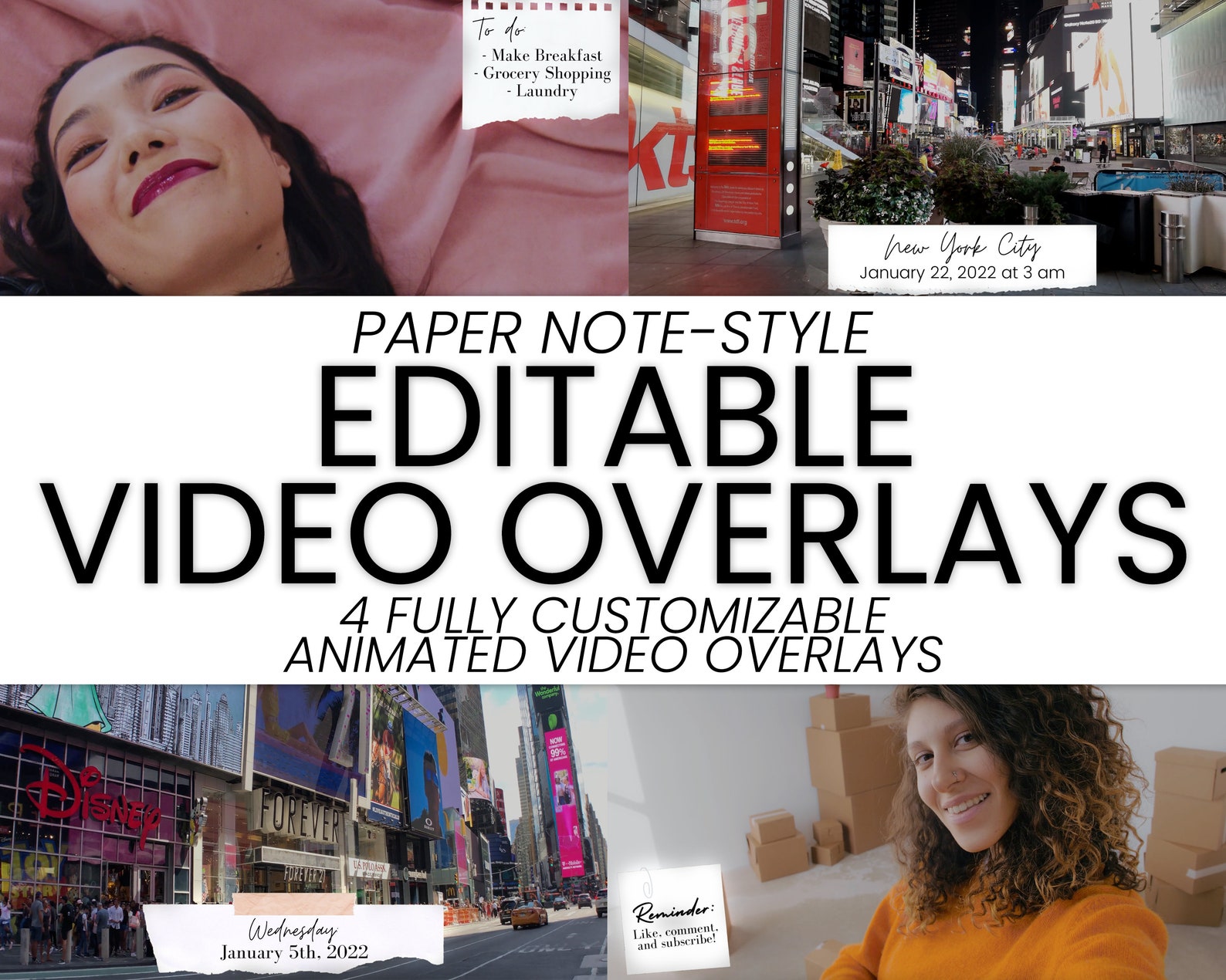 Paper Style Video Overlays, Sticky Note Overlay, Editable Video ...