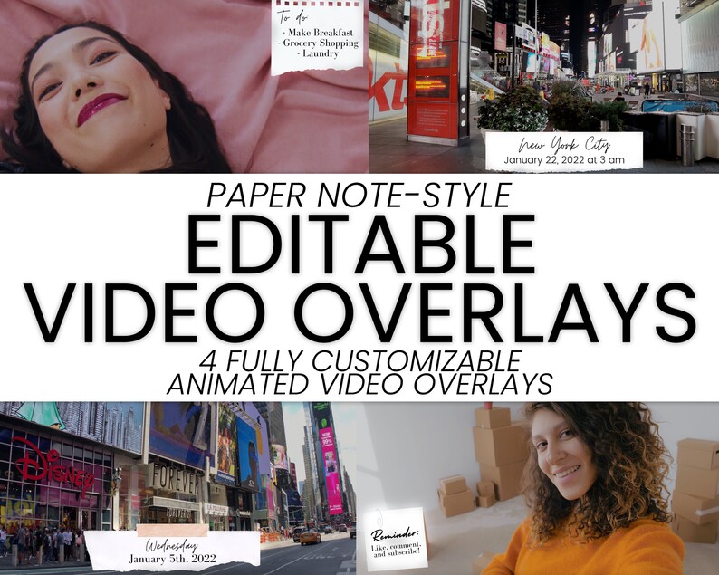 Paper Style Video Overlays, Sticky Note Overlay, Editable Video ...