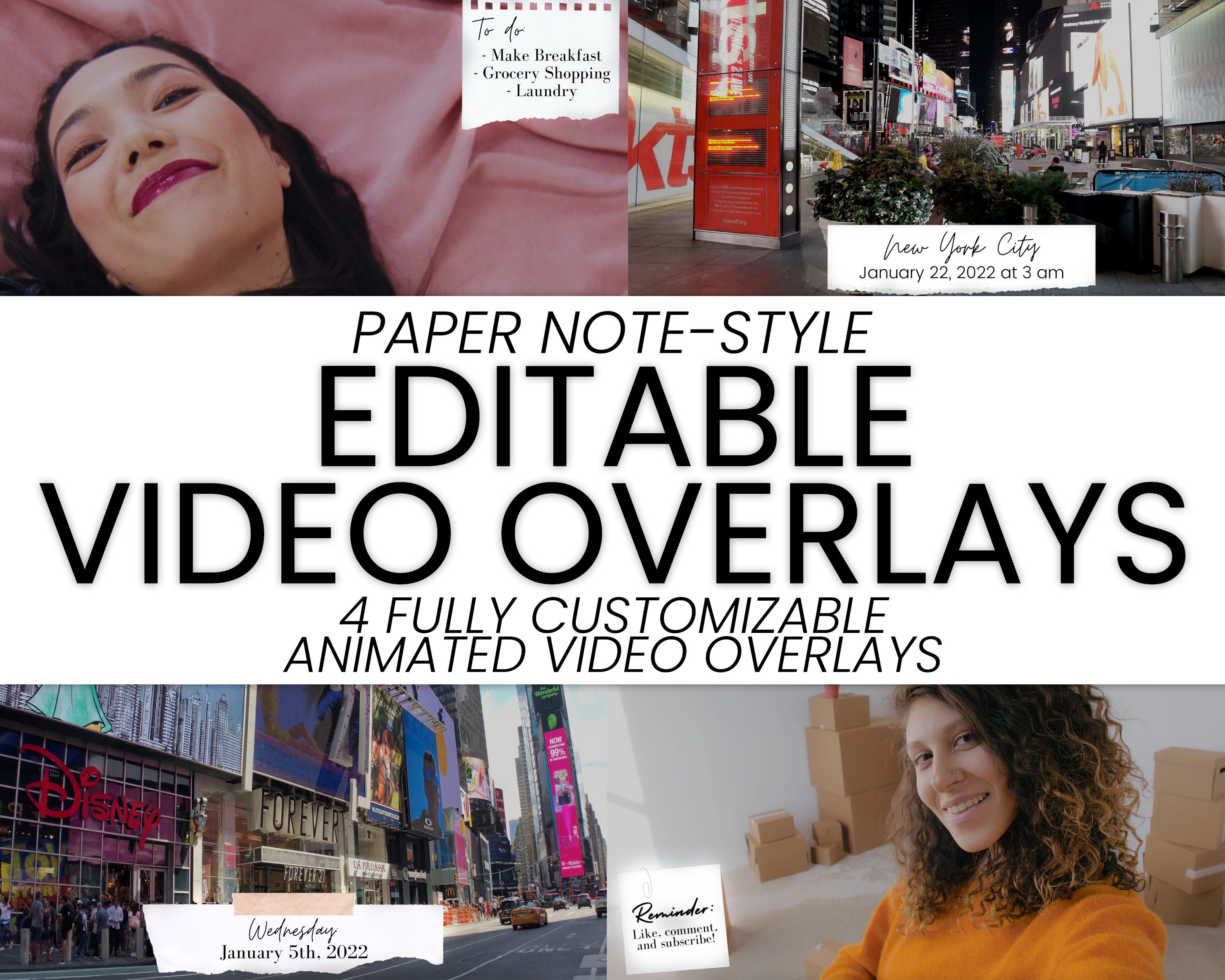 Paper Style Video Overlays, Sticky Note Overlay, Editable Video ...