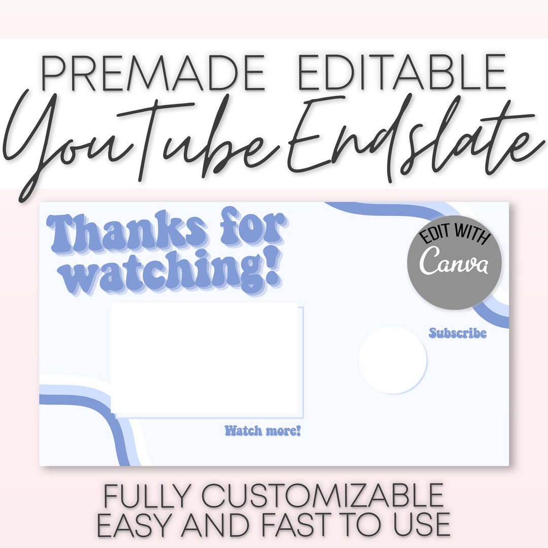 Editable Youtube Endslate - Customizable Youtube End Card - Youtube End ...