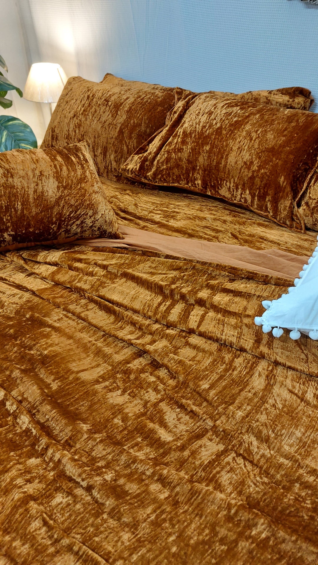 3 Pieces Set Luxury Crushed Velvet Duvet Cover Boho Bedding UO ...