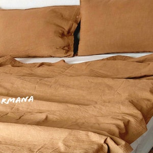 Linen 100% Earthy Brown Sheet Set / Brown Bedding Set / Linen Bedding ...