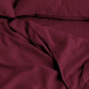 Linen 100% Pure Duvet Cover in Maroon/ Bedding Duvet Cover/ Bohemian ...