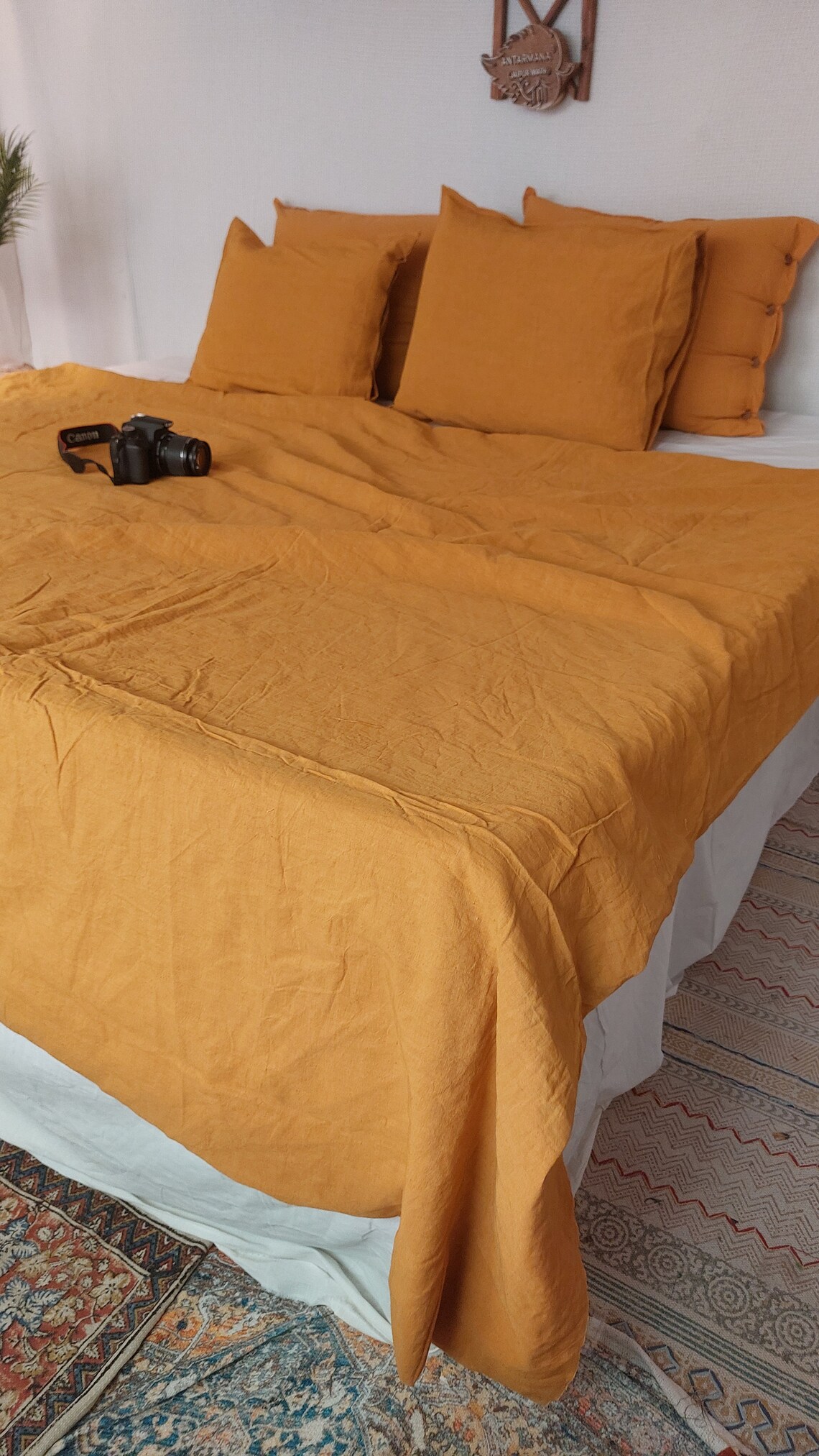 Marigold Linen Duvet Cover Set, Organic Cotton Bedding - Etsy