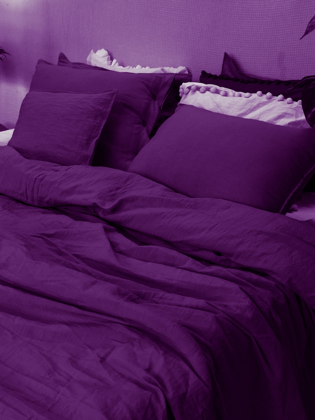 Linen 100% Violet Sheet Set /violet Bedding Set / Linen Bedding Set / 1 ...