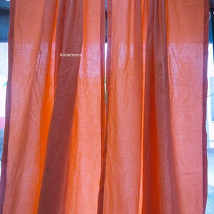 Rust Washed Linen Long Curtain/2 Panels Solid Farmhouse and Modern ...