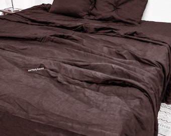 Linen 100% Dark Brown Sheet Set /dark Brown Bedding Set / Linen Bedding ...