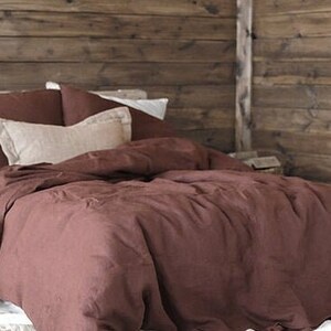 Linen 100% Pure Duvet Cover Brown, Washed Cotton Duvet Cover , Ultra ...
