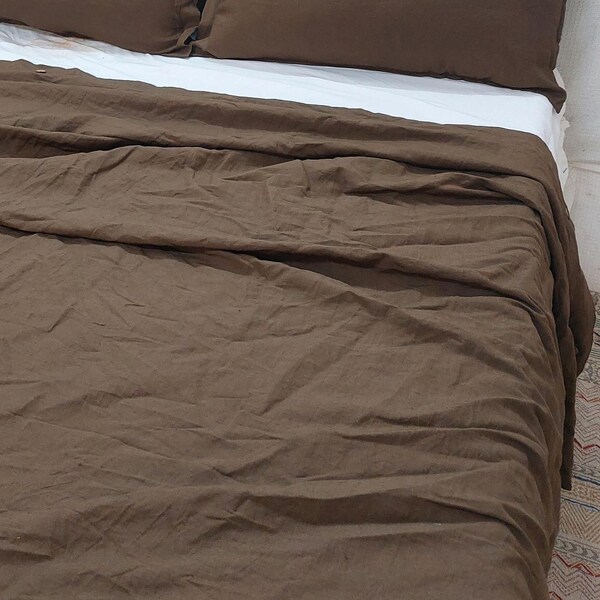 Chocolate Brown Linen Duvet Covers - Etsy