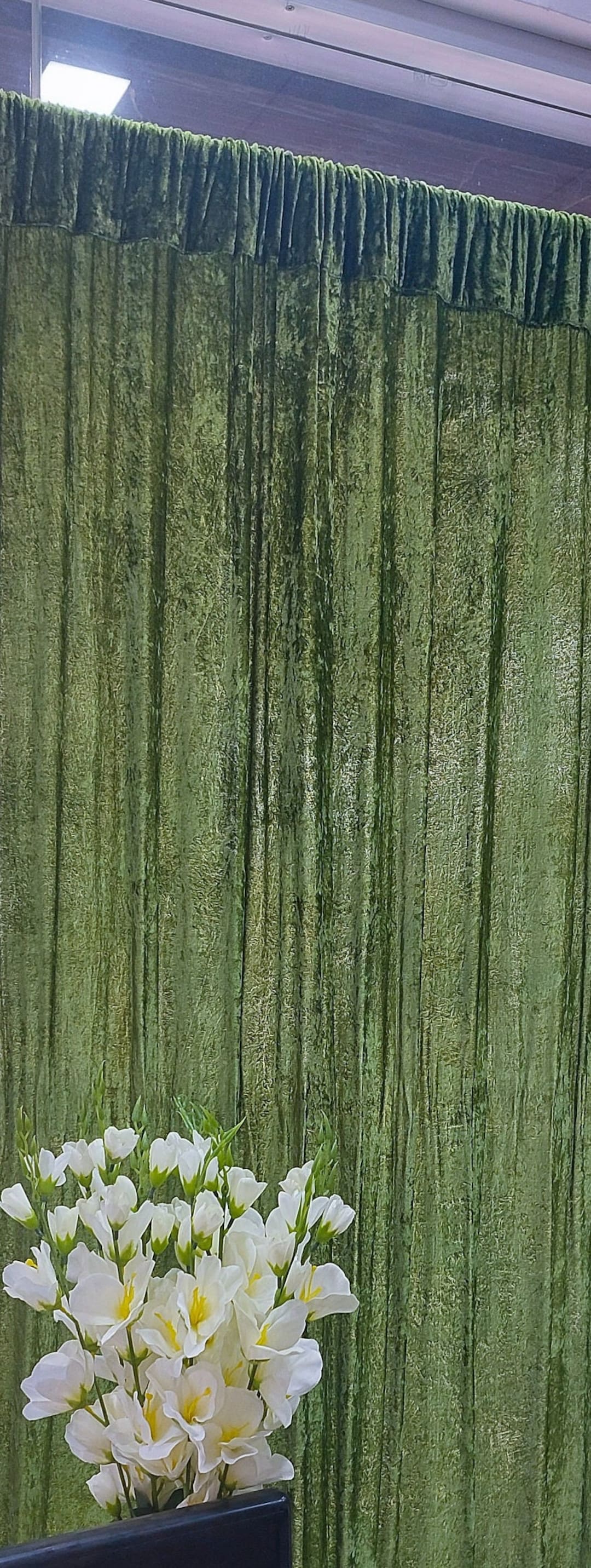 Moss Green Velvet Curtains Window Living Room Curtain Extra Large ...